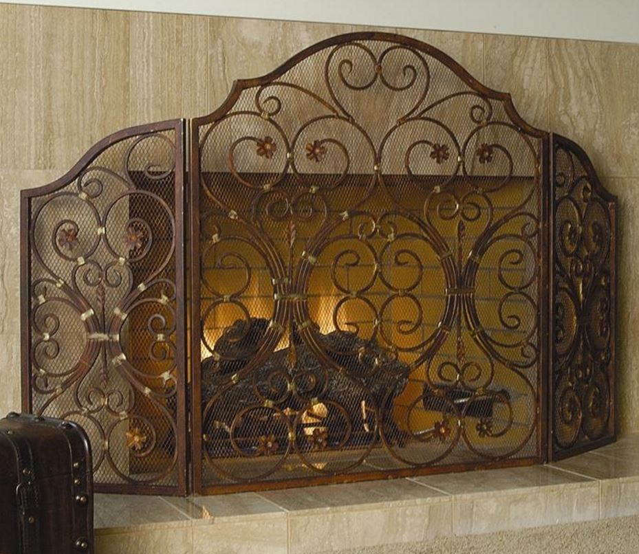 Fireplace Screen - Provincial Triple Panel, Fireplace and Hearth ...